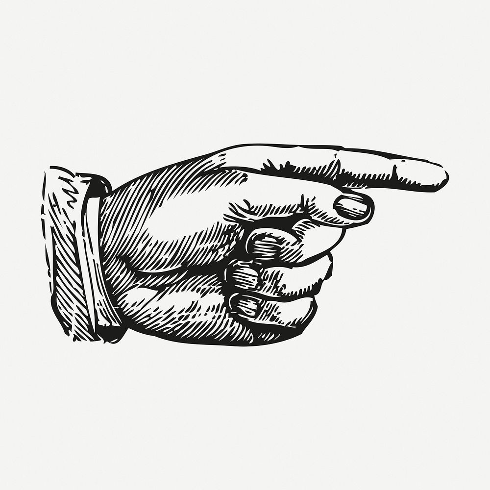 Vintage hand, pointing gesture clipart | Free PSD - rawpixel