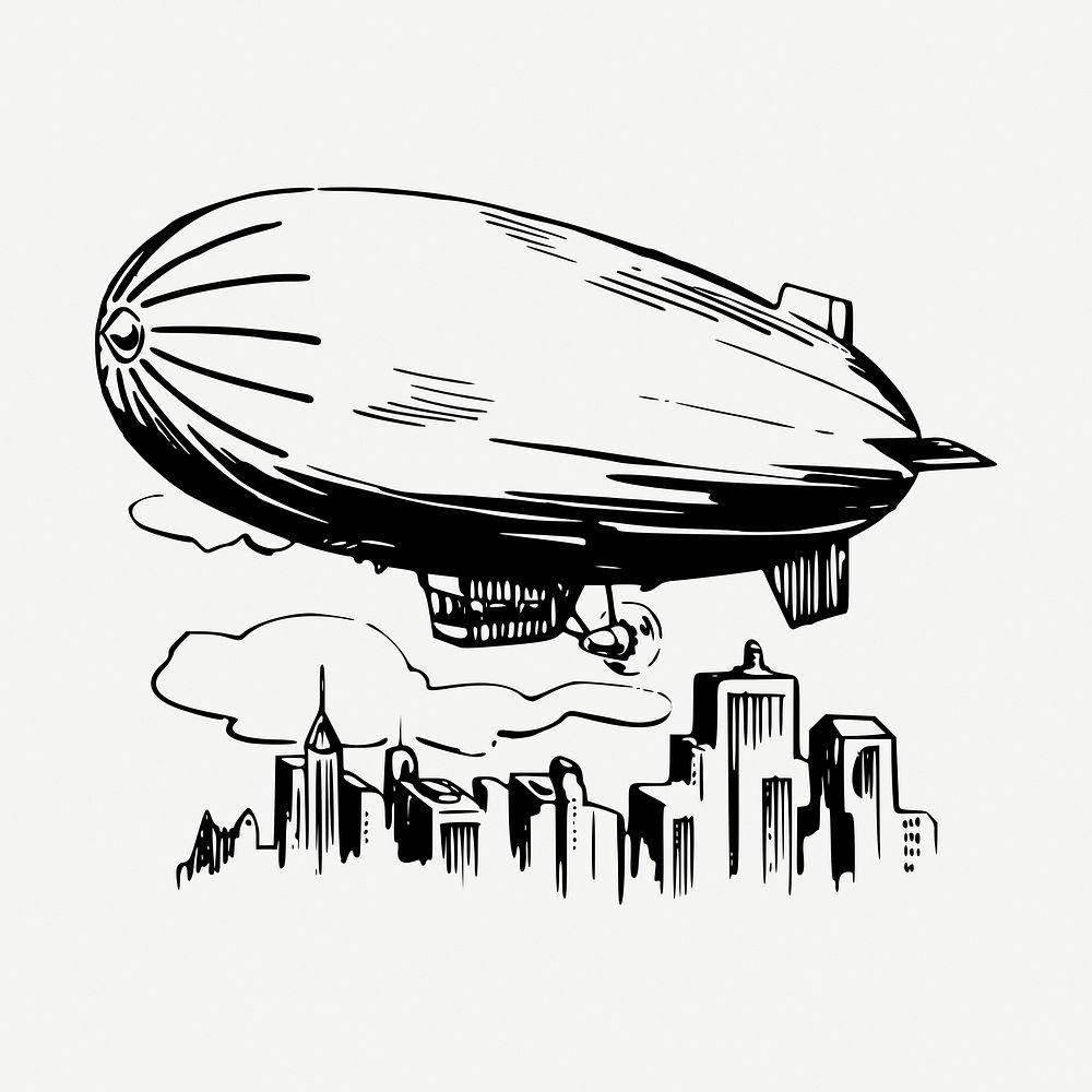 Blimp airship collage element, vintage | Free PSD - rawpixel