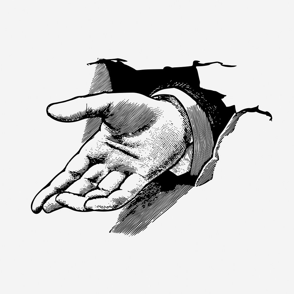 Vintage helping hand hand drawn | Free Photo Illustration - rawpixel