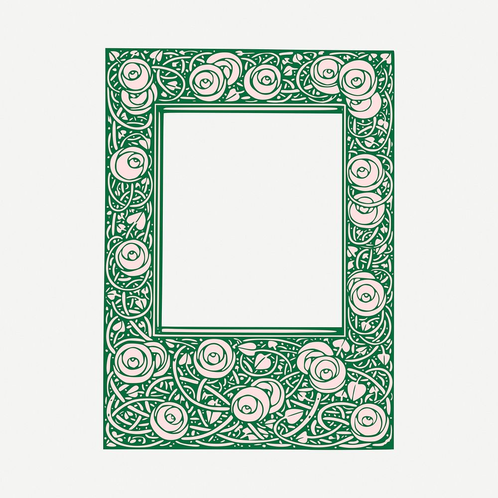 Vintage rose frame, green botanical | Free PSD - rawpixel