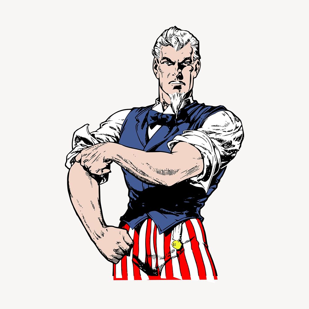 Uncle Sam portrait, rolling sleeve | Free Vector - rawpixel