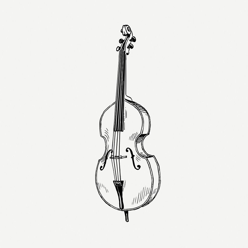 Cello drawing, musical instrument illustration | Free PSD - rawpixel