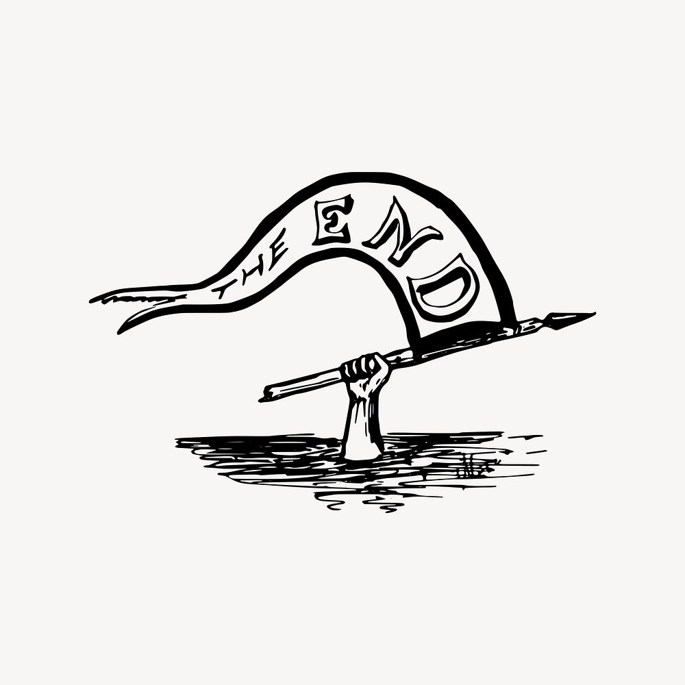 The END flag drawing clipart, | Free Vector - rawpixel