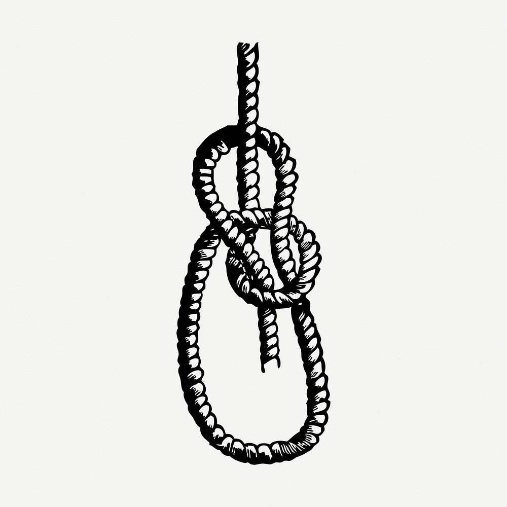 Bowline knot drawing clipart, rope | Free PSD - rawpixel