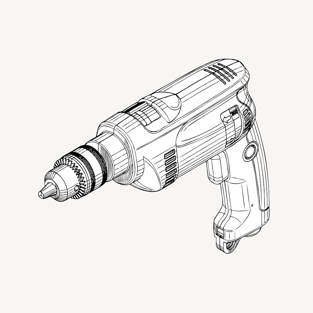 Electric drill drawing, object illustration | Free PSD - rawpixel