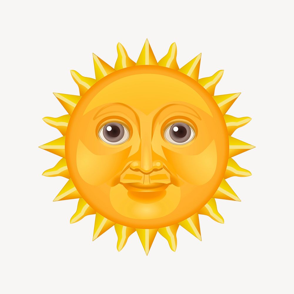 Smiling sun face clipart, weather | Free Vector - rawpixel