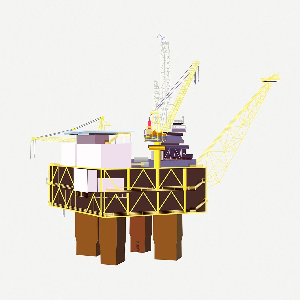 Oil rig clipart, collage element | Free PSD - rawpixel