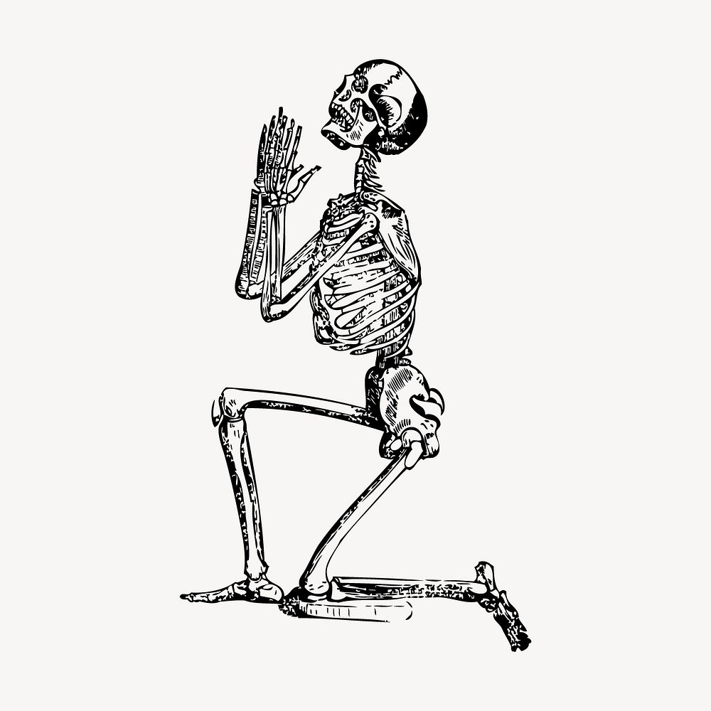 Begging skeleton drawing, vintage illustration | Free Vector - rawpixel