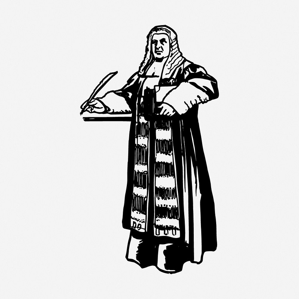Vintage judge drawing, man illustration. | Free Photo - rawpixel