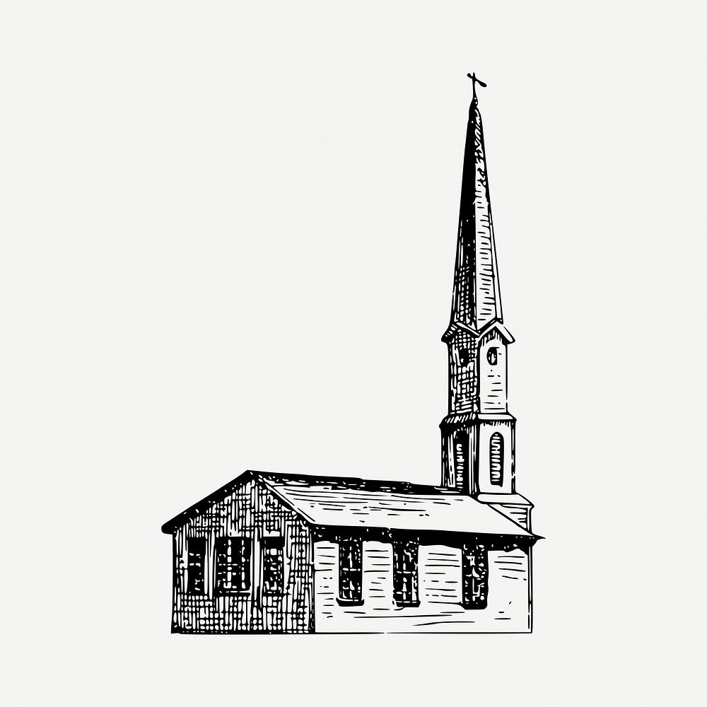 Small church drawing, architecture vintage | Free PSD - rawpixel