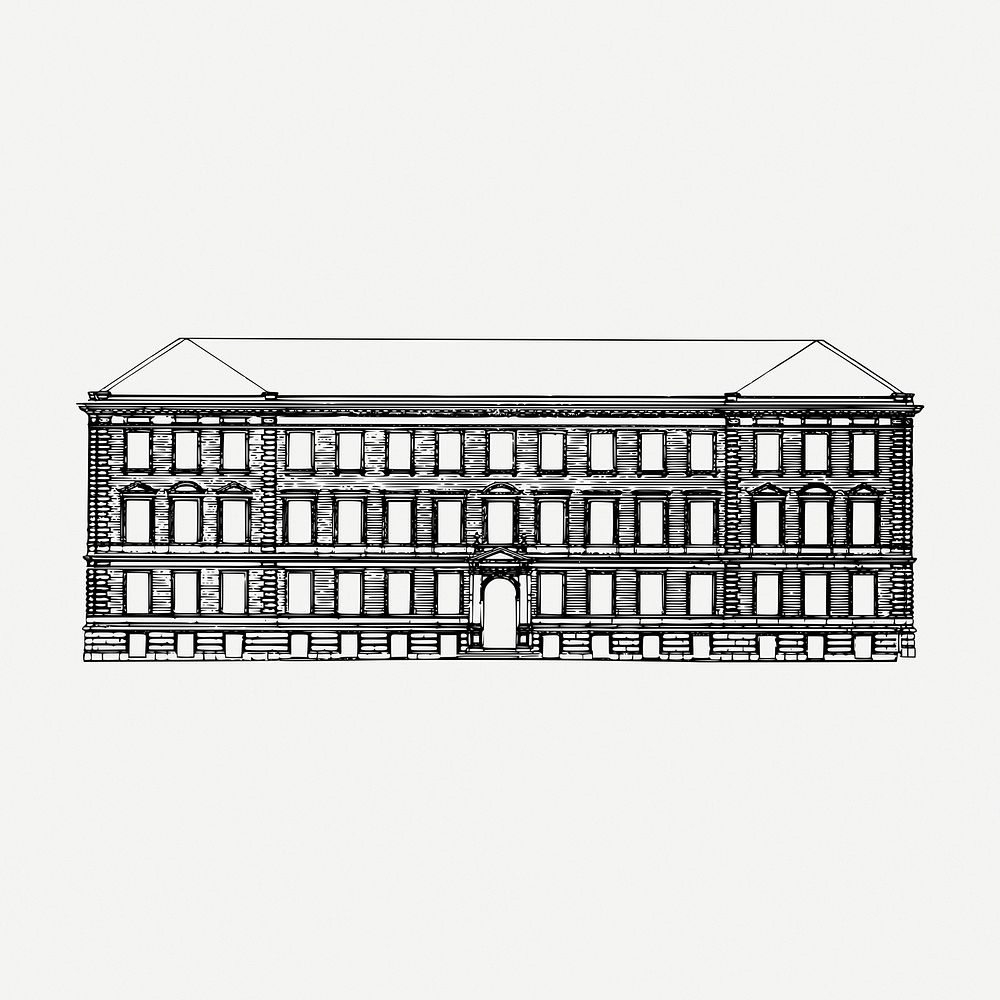 Big vintage building drawing, architecture | Free PSD - rawpixel