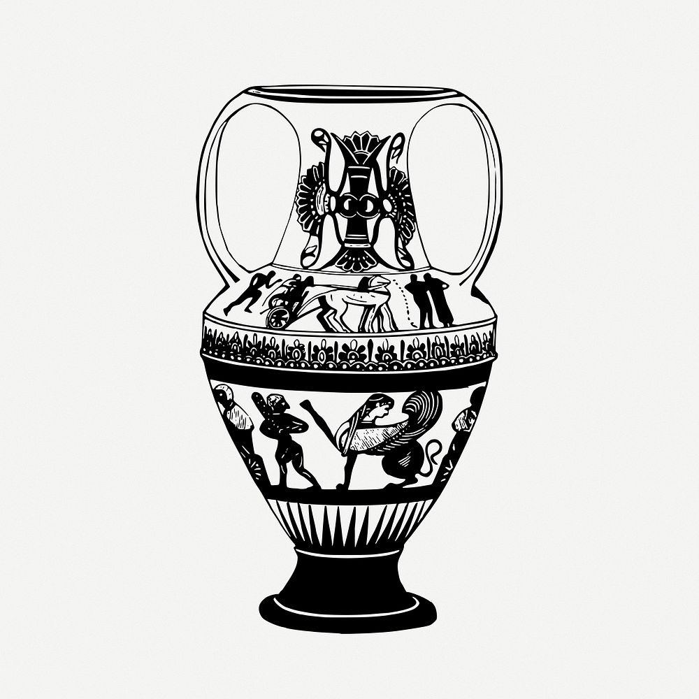 Greek Roman vase drawing, antique | Free PSD - rawpixel