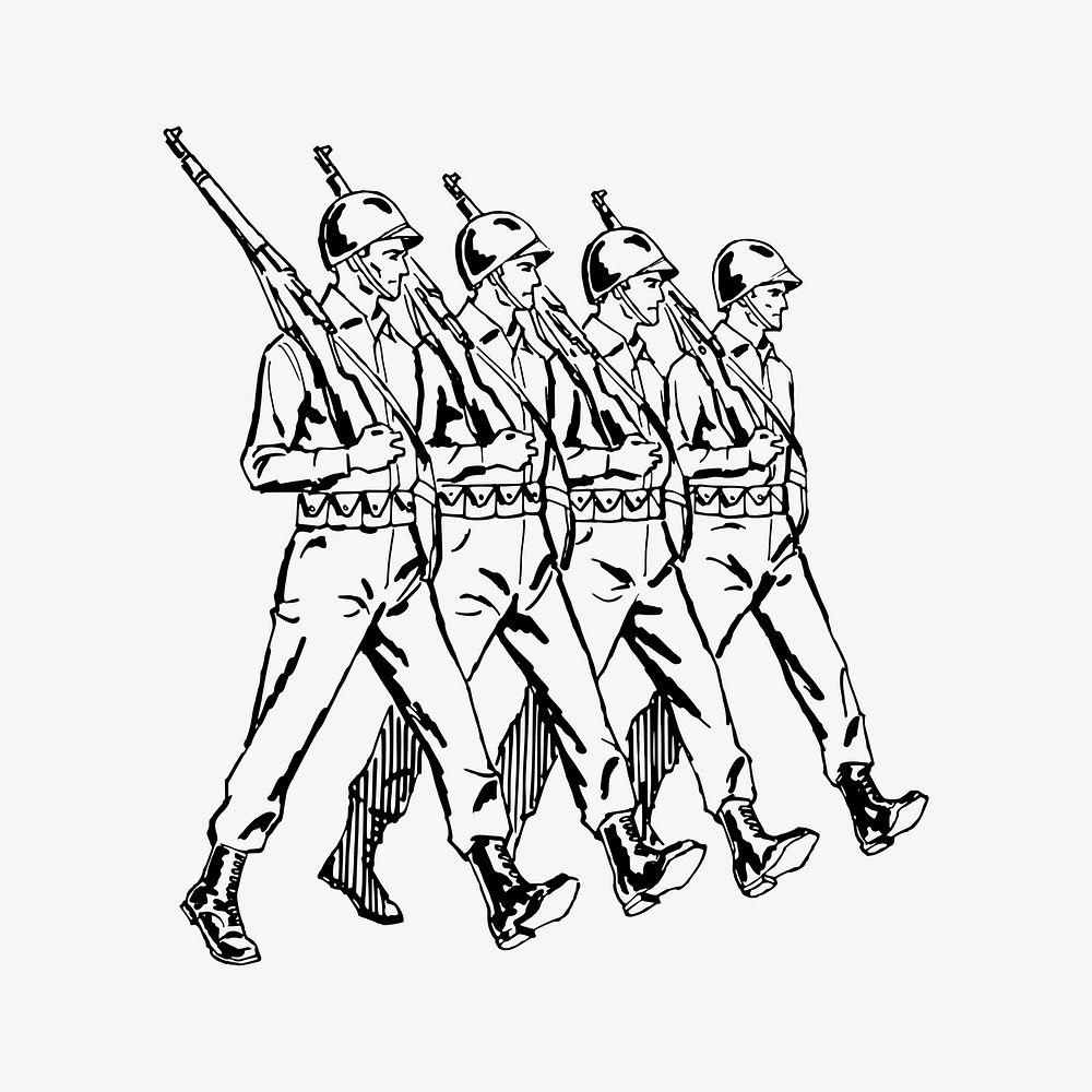 Marching soldiers clipart, vintage job | Free Vector - rawpixel