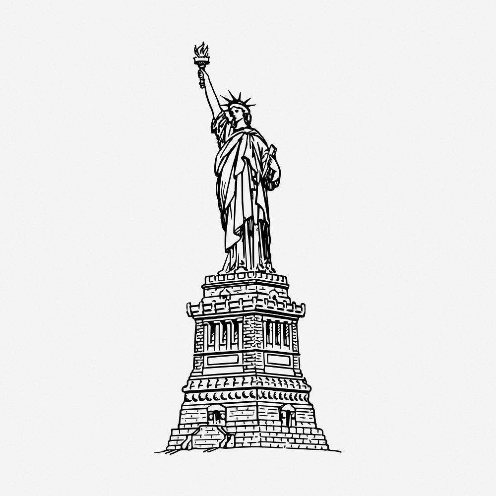 Statue of Liberty drawing, tourist | Free Photo - rawpixel
