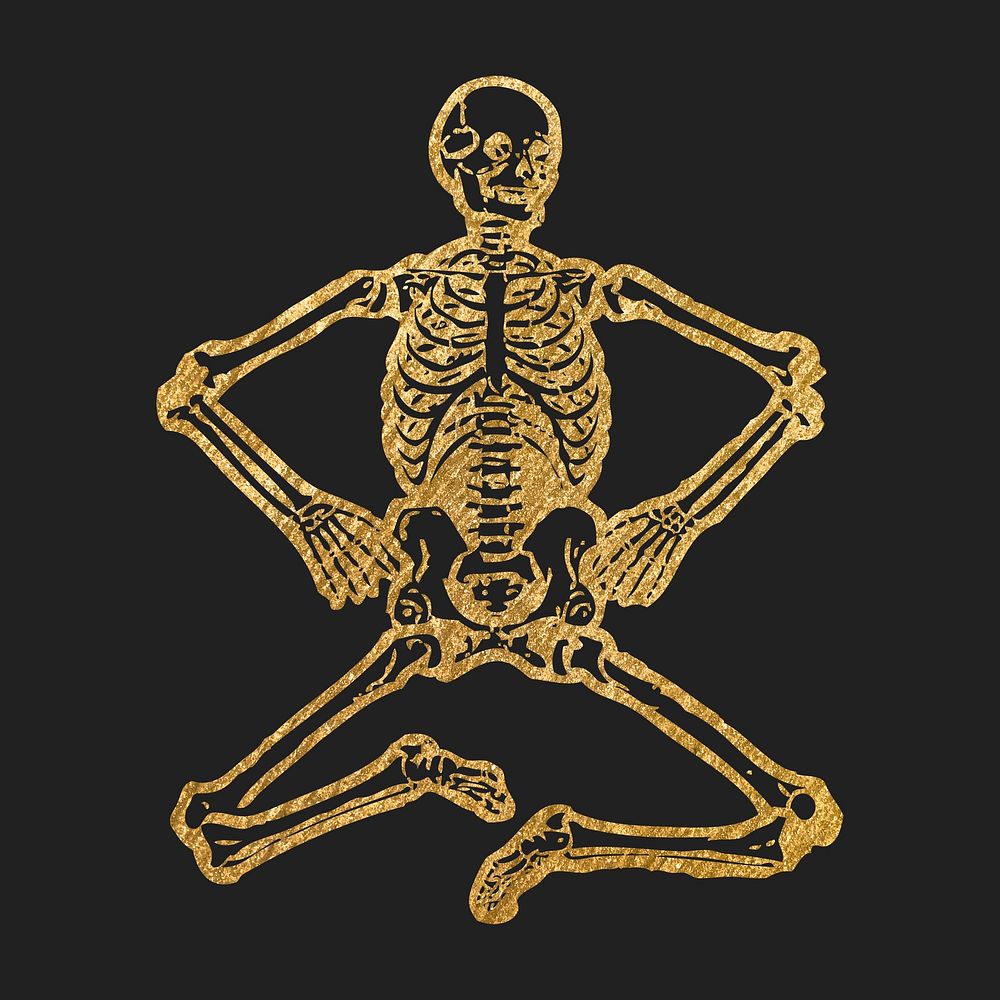 Golden skeleton clipart, Halloween vintage | Free Photo Illustration ...