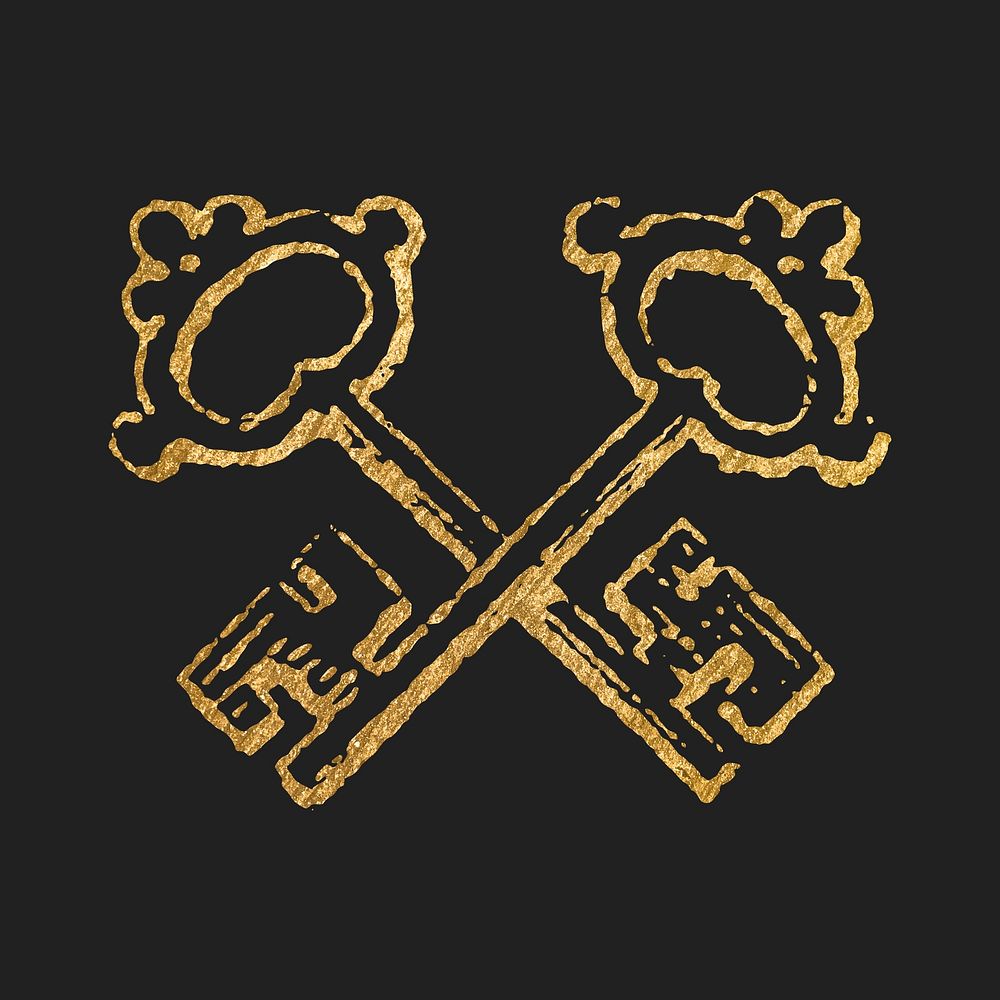 Golden crossed keys clipart, vintage | Free Photo Illustration - rawpixel