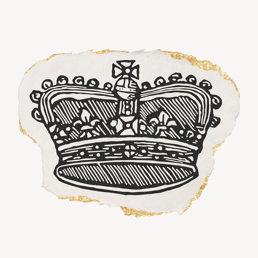 Royal crown drawing, ripped paper, | Free PSD Illustration - rawpixel