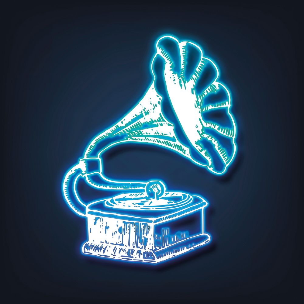 Gramophone blue neon, record player | Free Photo - rawpixel