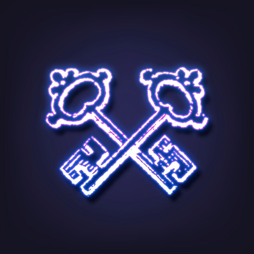 Neon crossed keys clipart, object | Premium PSD - rawpixel
