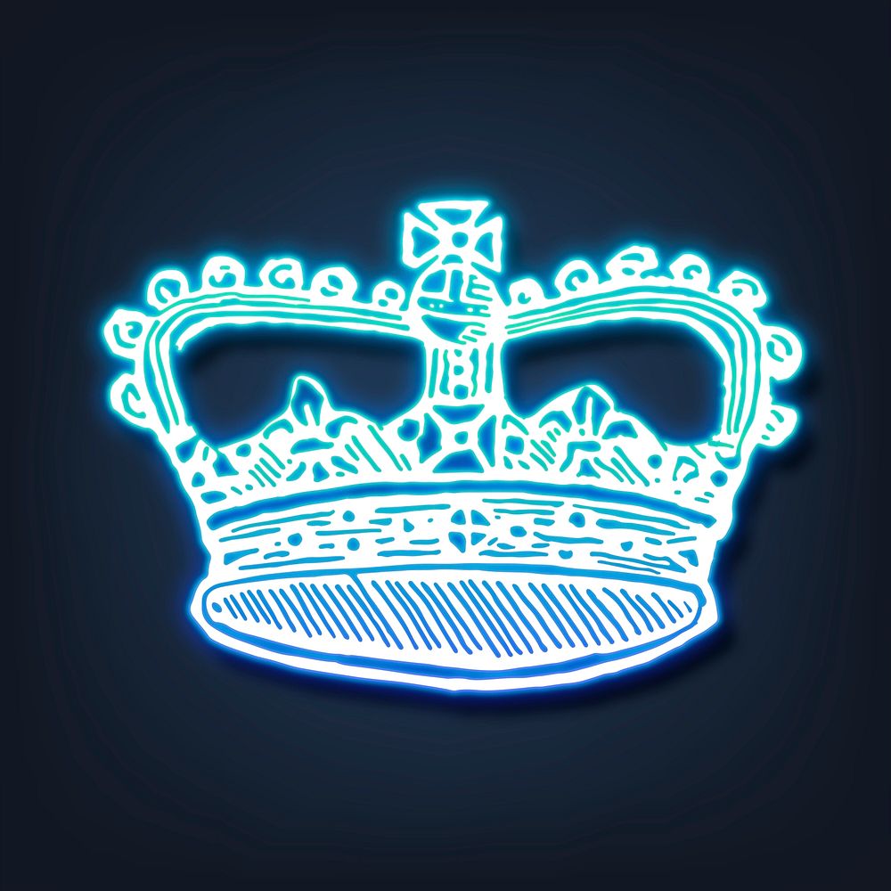 Neon crown clipart, blue aesthetic | Free PSD - rawpixel