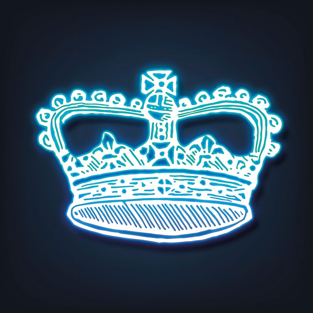 Aesthetic crown neon sticker, blue | Free Vector - rawpixel