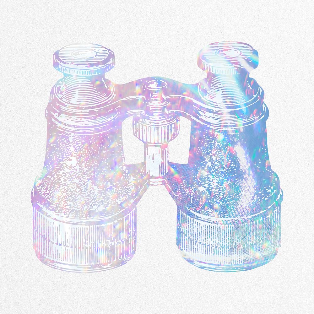 Aesthetic binoculars collage element, holographic | Free PSD ...