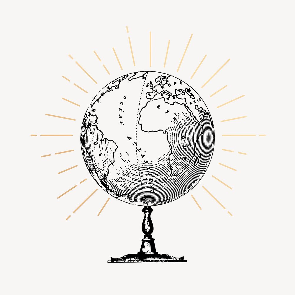 Globe drawing, vintage educational illustration | Free Photo ...
