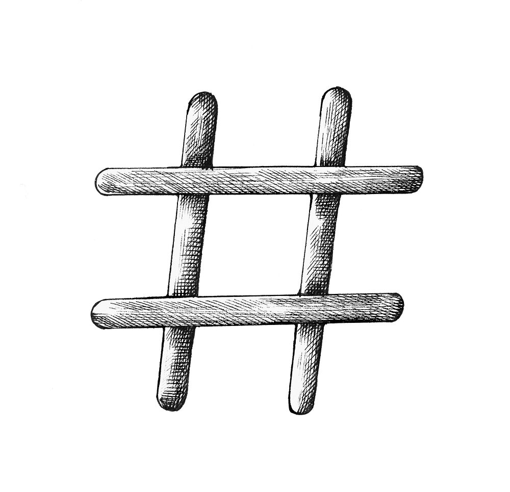 Hand drawn hashtag illustration | Free Photo Illustration - rawpixel