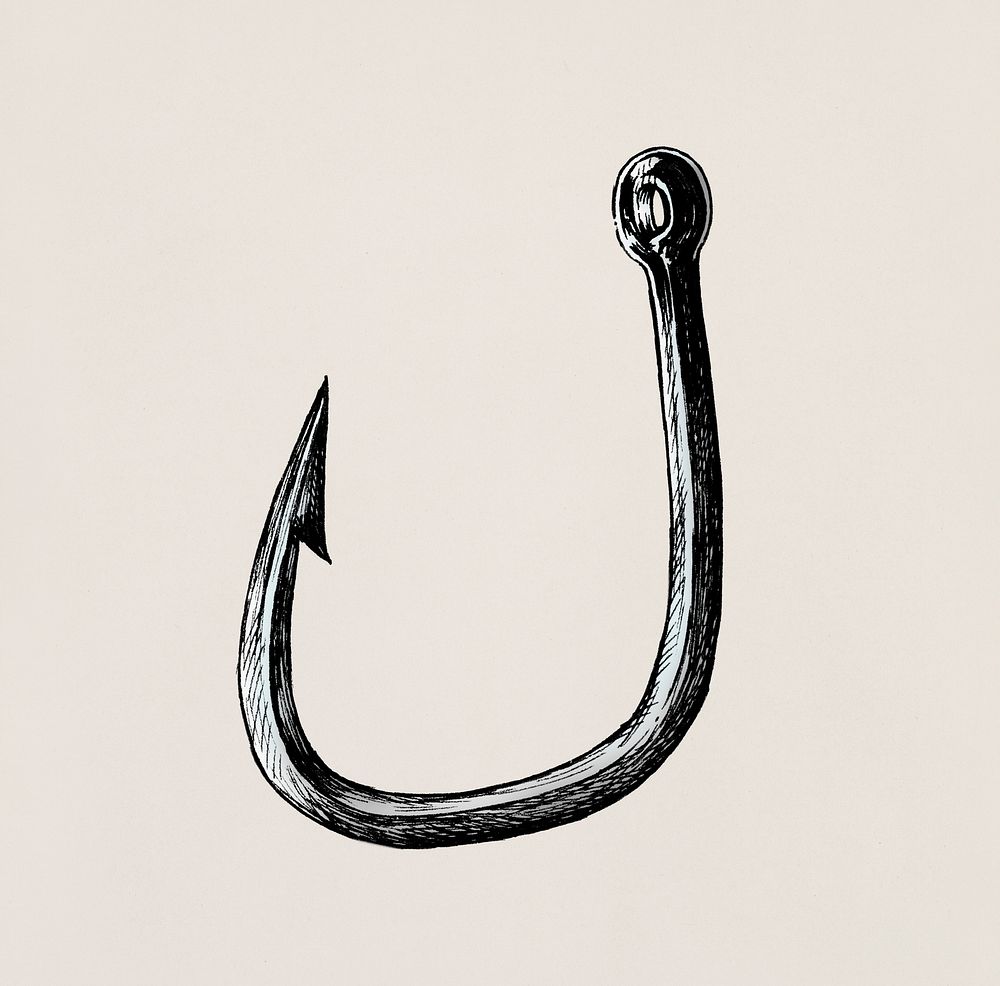 Hand drawn fish hook isolated | Free Photo Illustration - rawpixel