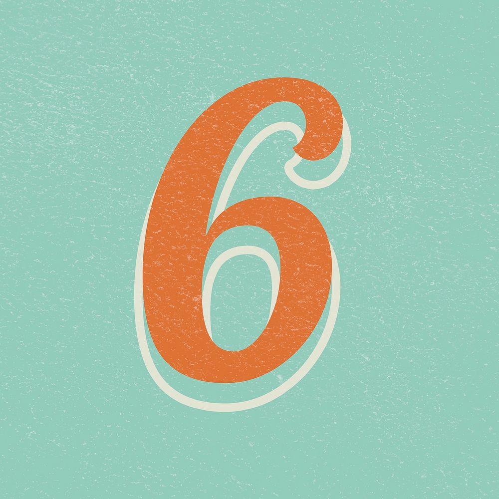 6 six number retro bold | Premium PSD - rawpixel