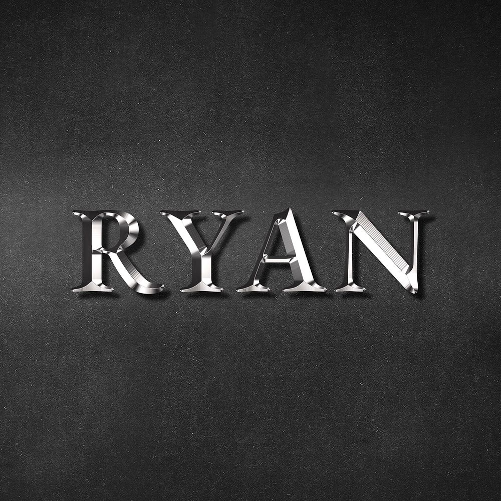 Ryan typography silver metallic effect | Free Photo - rawpixel