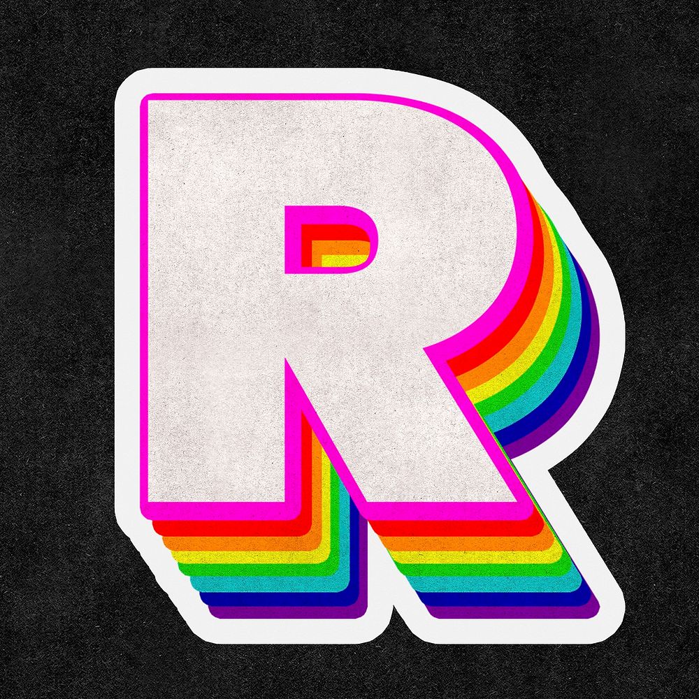 Letter r psd rainbow typography | Premium PSD - rawpixel