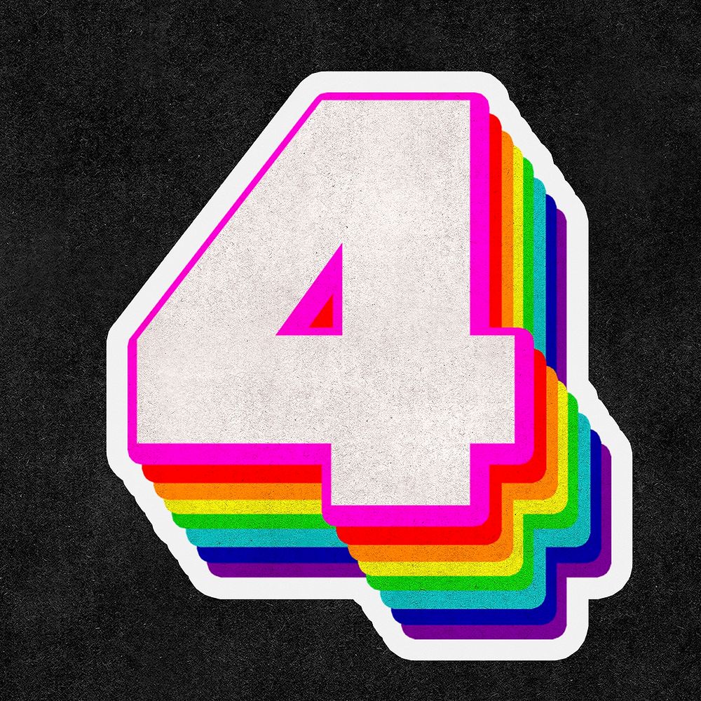 4 font psd 3d rainbow | Premium PSD - rawpixel