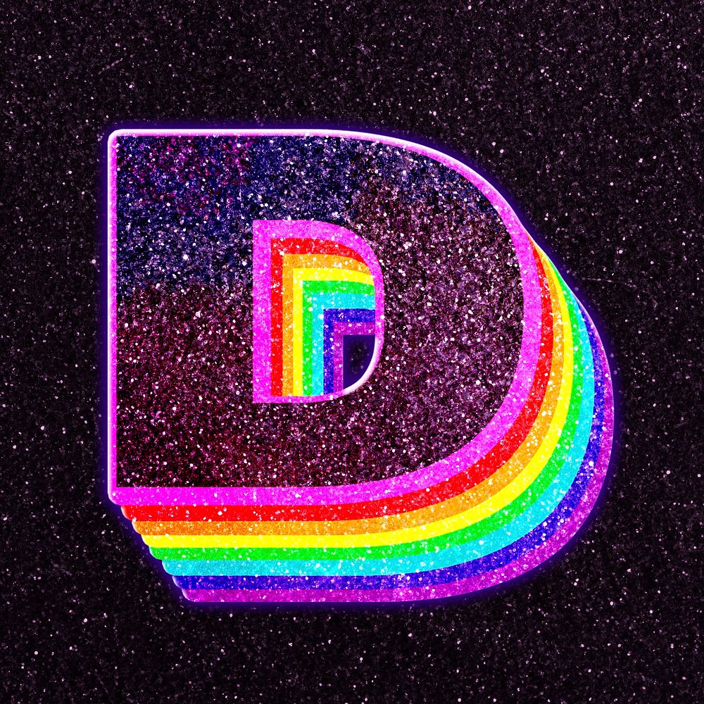 Letter d rainbow typography psd | Premium PSD - rawpixel