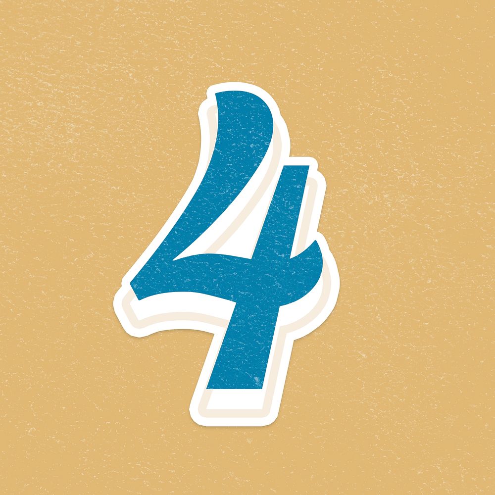 Number 4 psd bold retro | Premium PSD - rawpixel