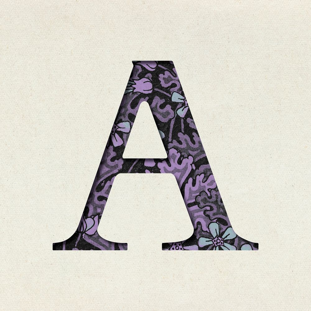 Vintage purple psd letter typography | Premium PSD - rawpixel