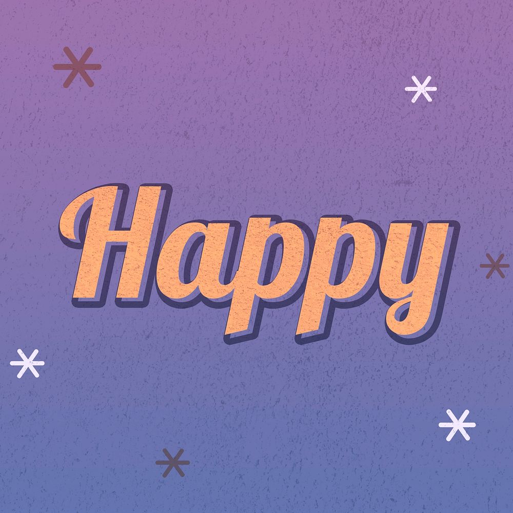 Happy typography retro purple night | Free Photo - rawpixel