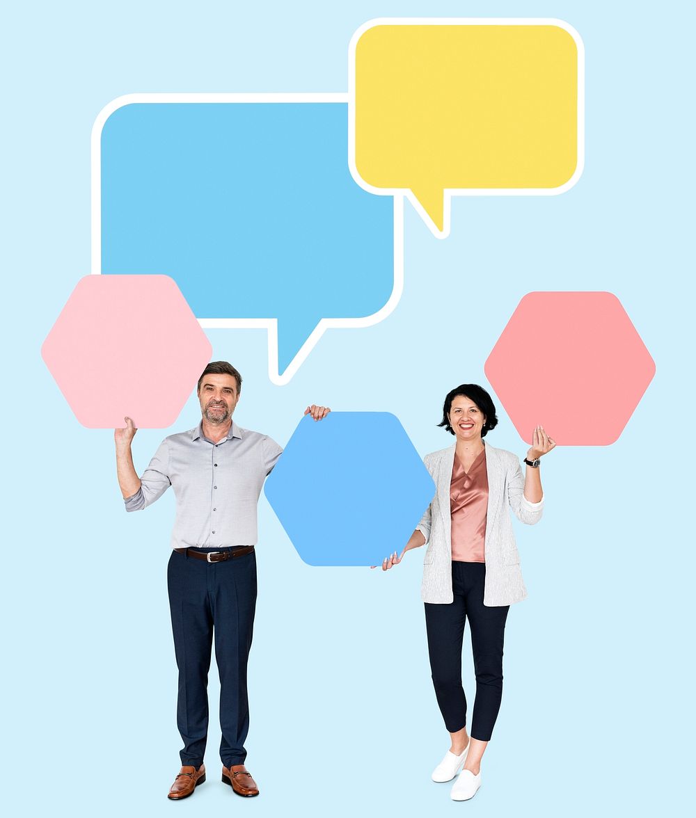 Business partners blank speech bubbles | Premium PSD - rawpixel