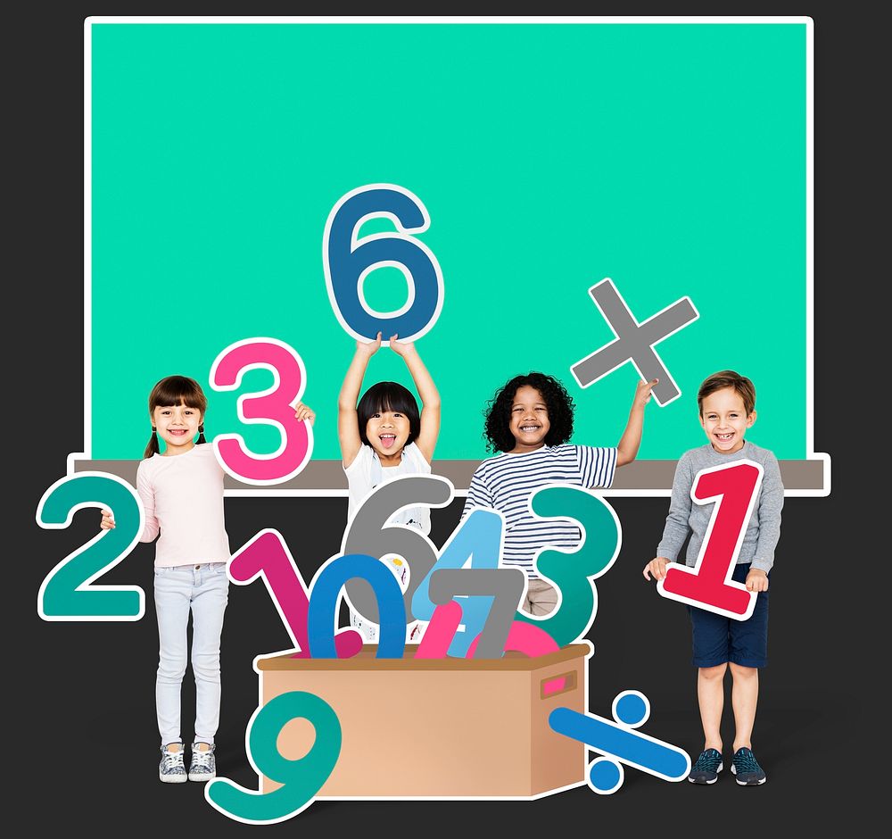 School kids learning mathematics numbers | Premium PSD - rawpixel