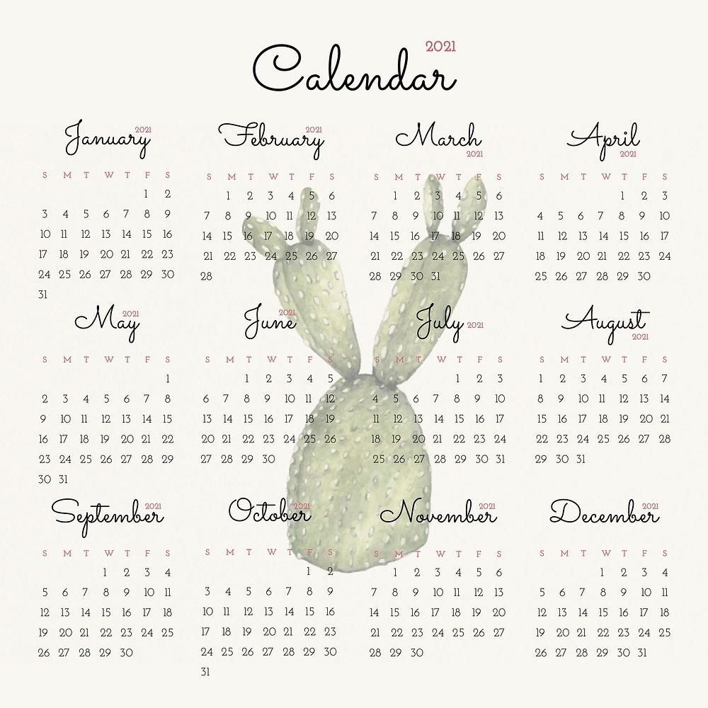 Calendar 2021 editable template vector | Premium Vector - rawpixel