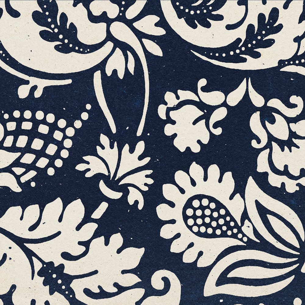 Indigo floral pattern background psd | Premium PSD - rawpixel