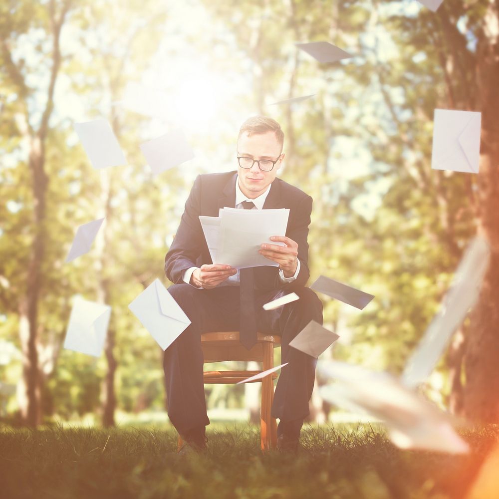 Business Man Sitting Nature Document | Premium Photo - rawpixel