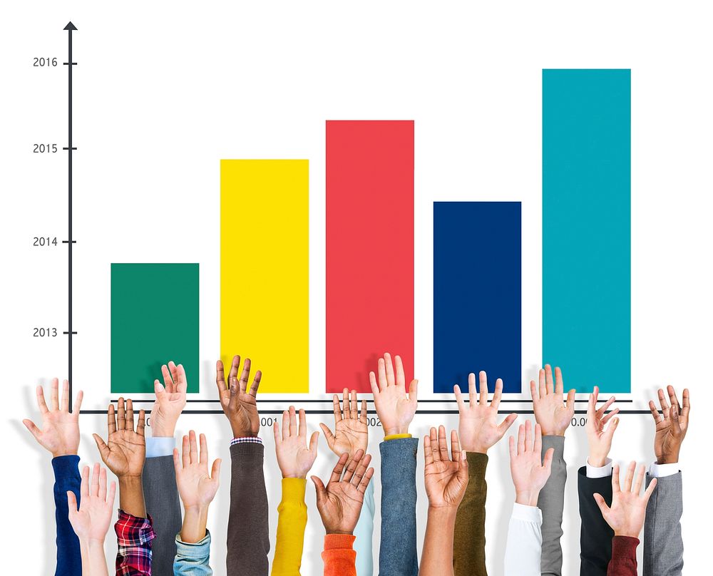 Diverse hands reaching upward graph. | Free Photo - rawpixel