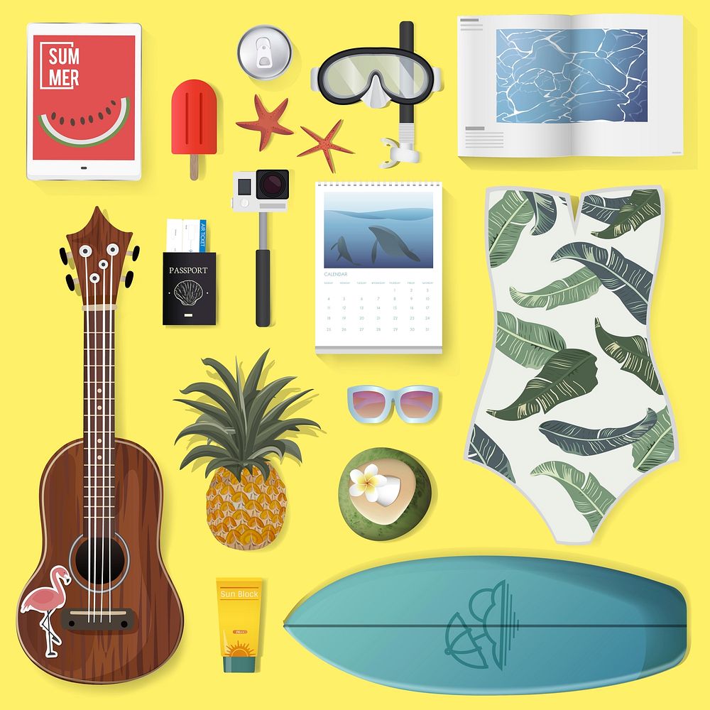 Illustration of summer packing stuff | Premium Vector - rawpixel