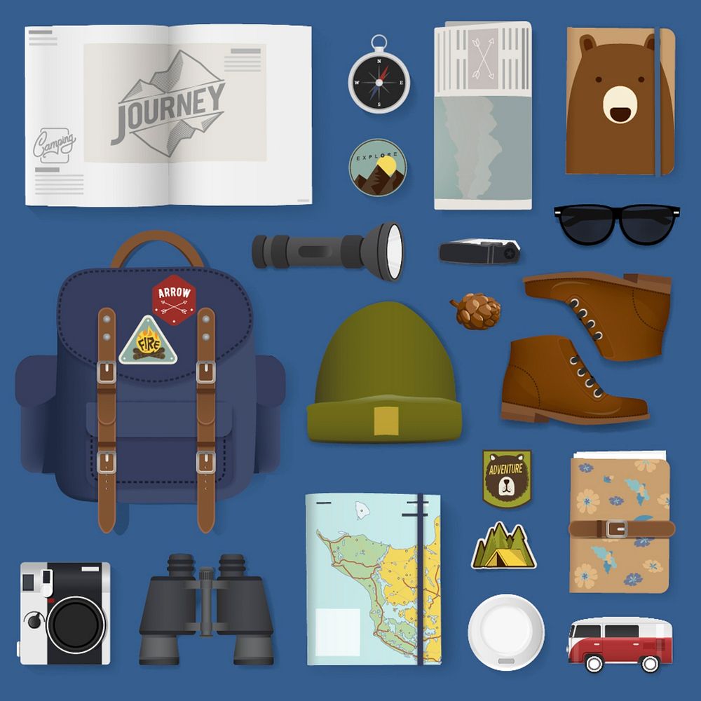 Illustration of traveling packing set | Premium Vector - rawpixel