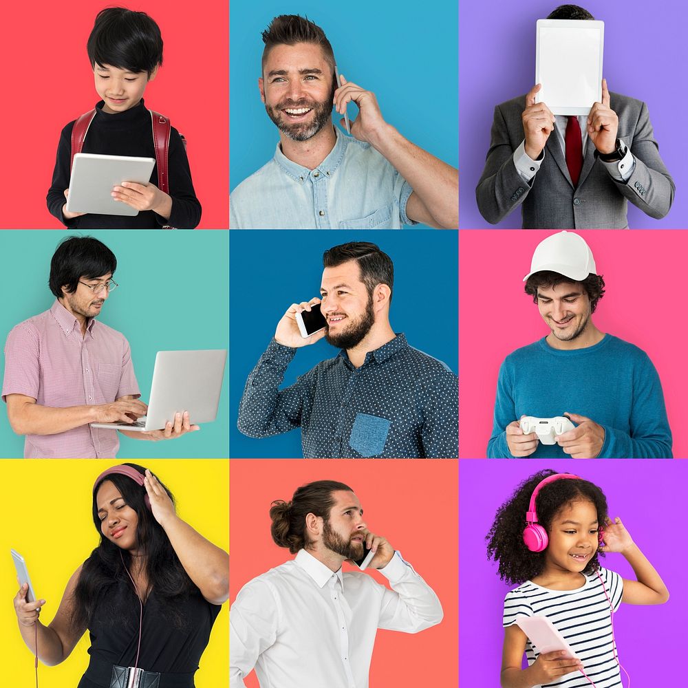 Collection people enjoying gadget technology | Premium Photo - rawpixel