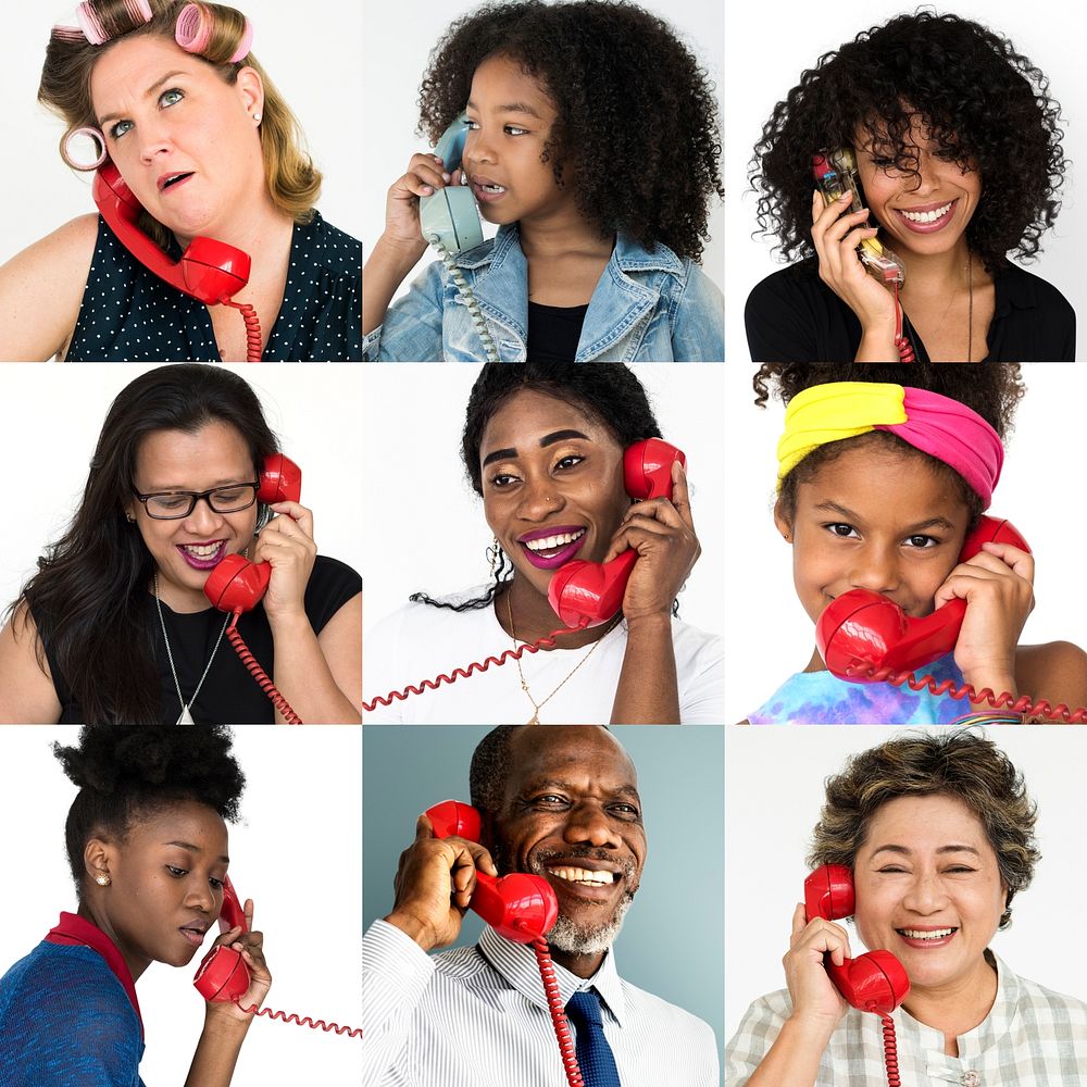 Set Diverse People Using Telephone | Premium Photo - rawpixel