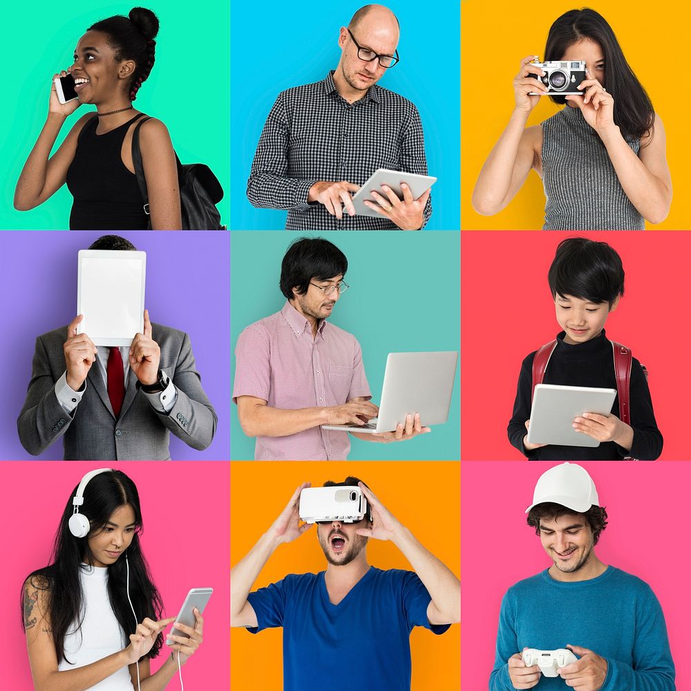 Collection people enjoying gadget technology | Premium Photo - rawpixel