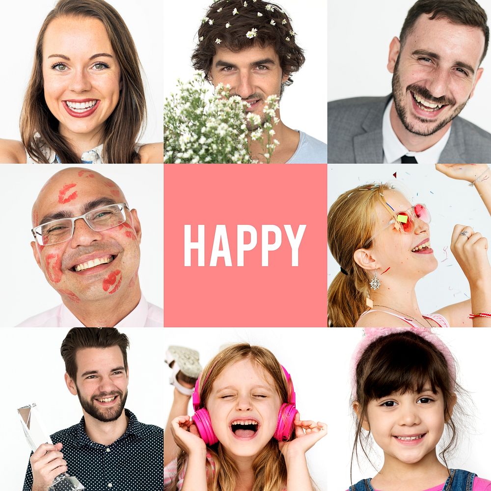 Collage people smiling cheerful happiness | Premium Photo - rawpixel