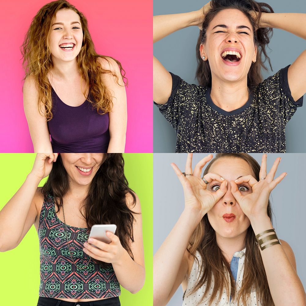 Women collage photo collection with cheerful | Premium Photo - rawpixel